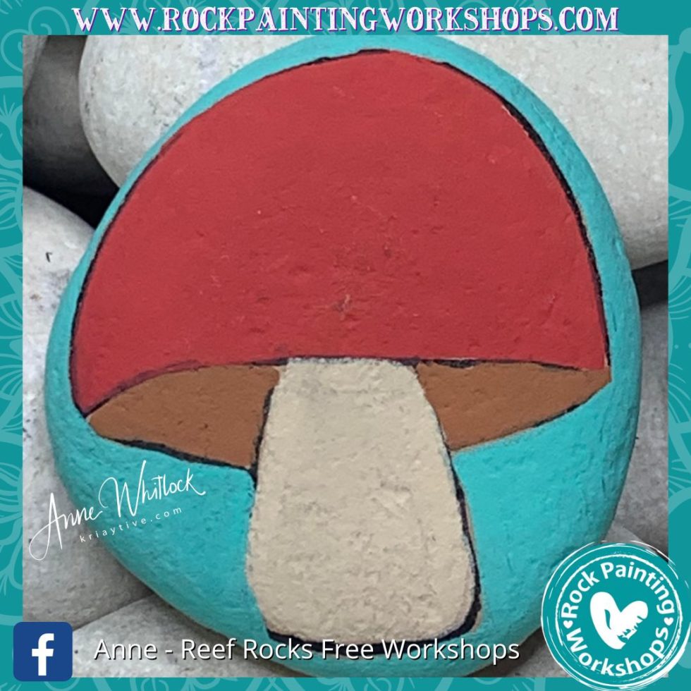 Cute little mushroom rock painting tutorial | Rock Painting Workshops